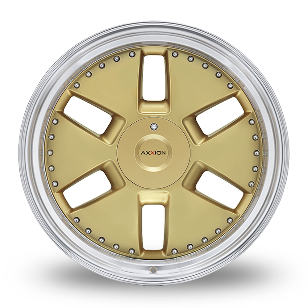 Buy 21" Wider Rear Axxion Y1 Gold Polished Lip Alloy Wheels - Wheelbase