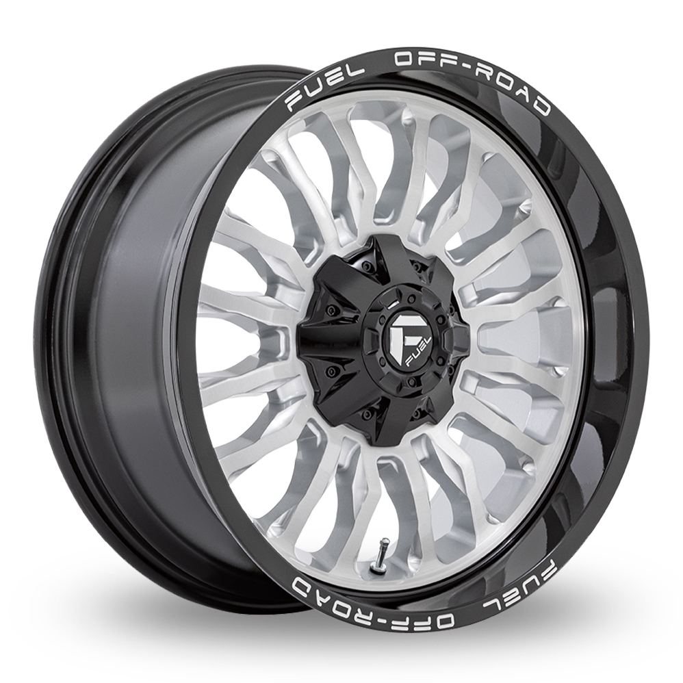 Fuel Off-Road Arc Brushed Silver Gloss Black Lip 20" Alloy Wheels ...